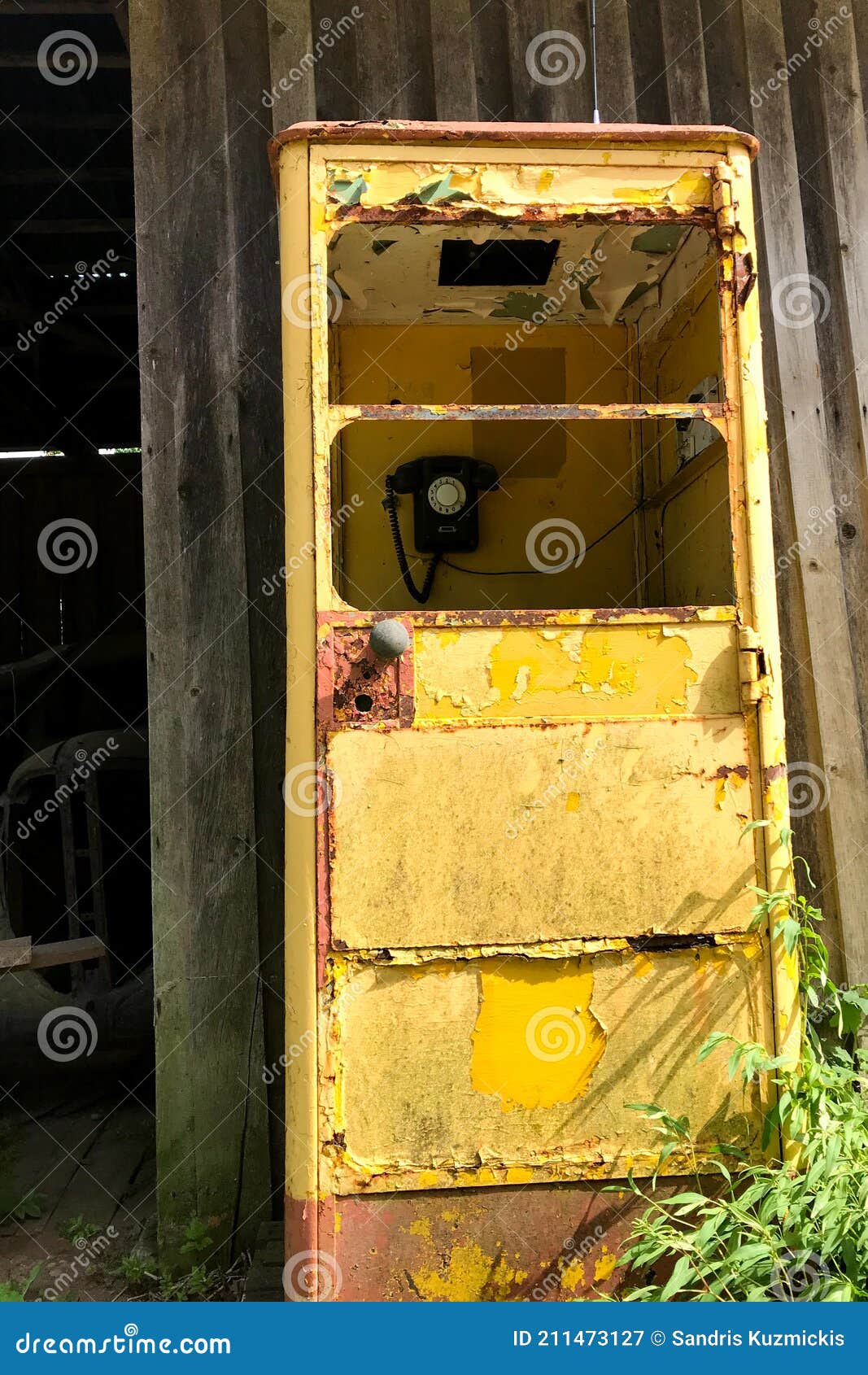Old Yellow Phone Box in Latvia Stock Image - Image of retro, telephone ...