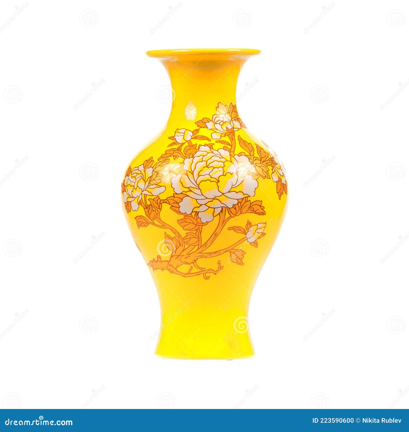 Old Yellow Porcelain Vase Isolated Stock Photo - Image of yellow, color ...