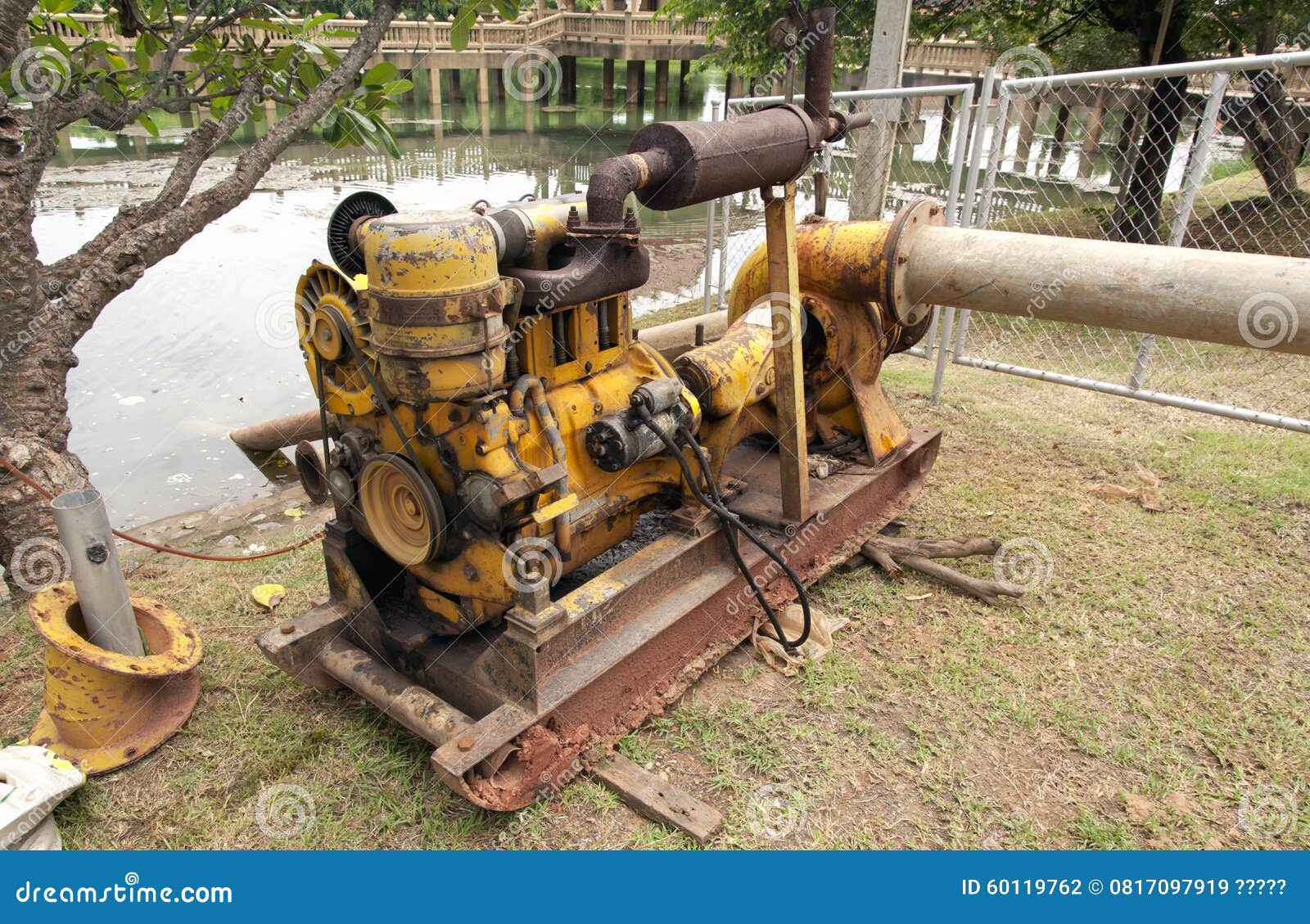 Old yellow pump machine stock photo. Image of workings - 60119762