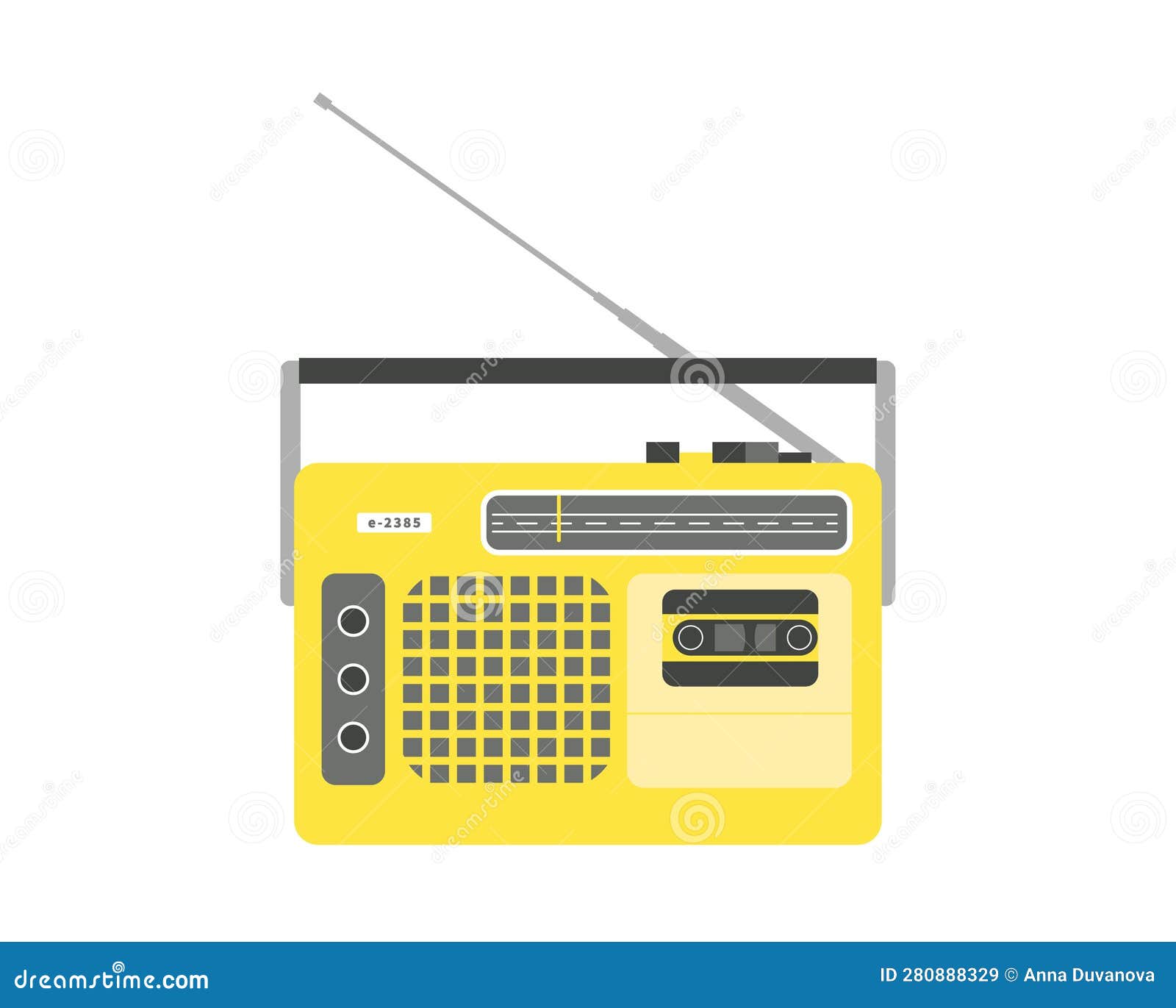 An Old Yellow Radio with an Antenna. Stock Vector - Illustration of ...