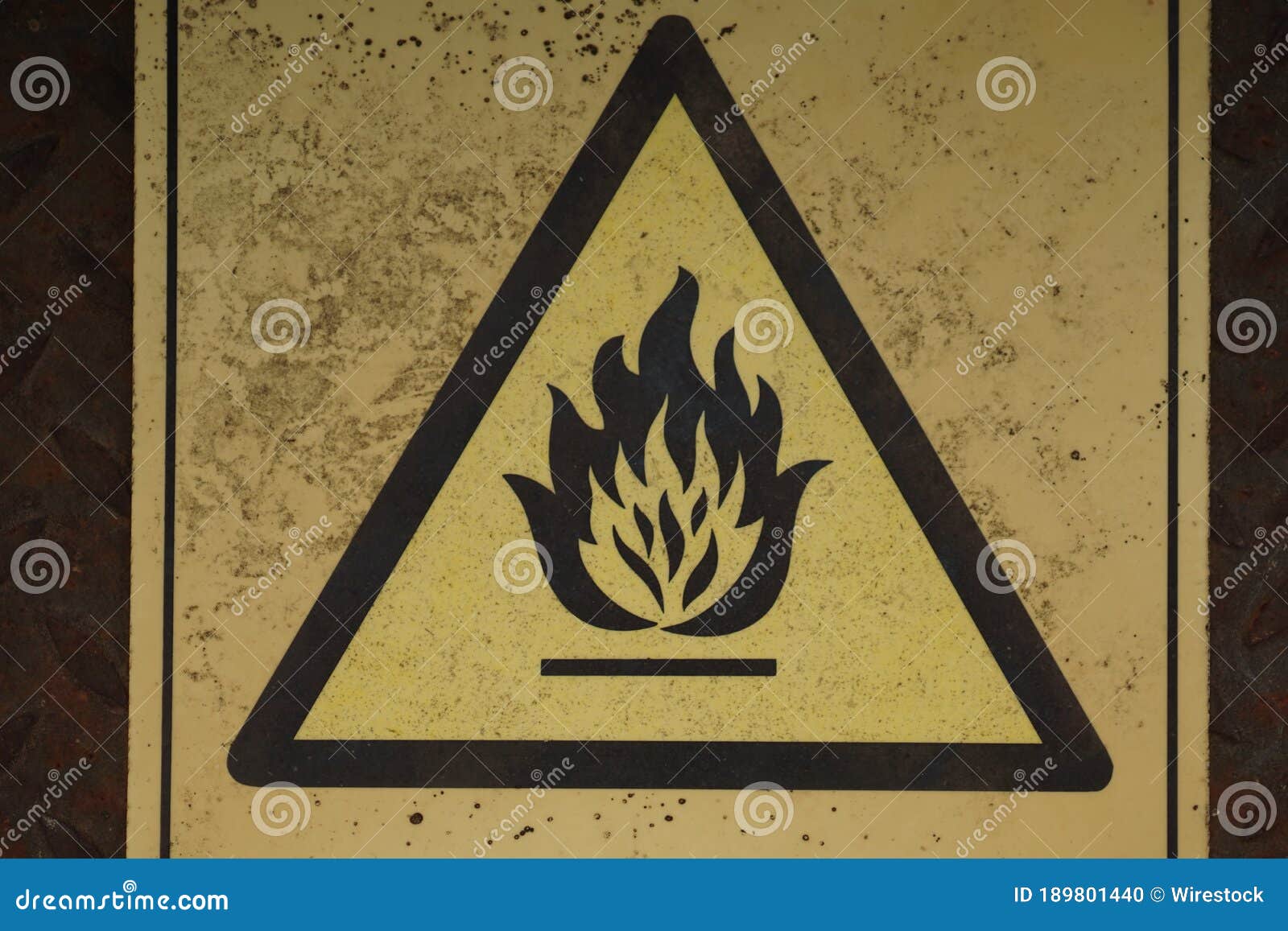 Old and Yellow Risk of Fire Sign on the Metal Stock Photo - Image of ...