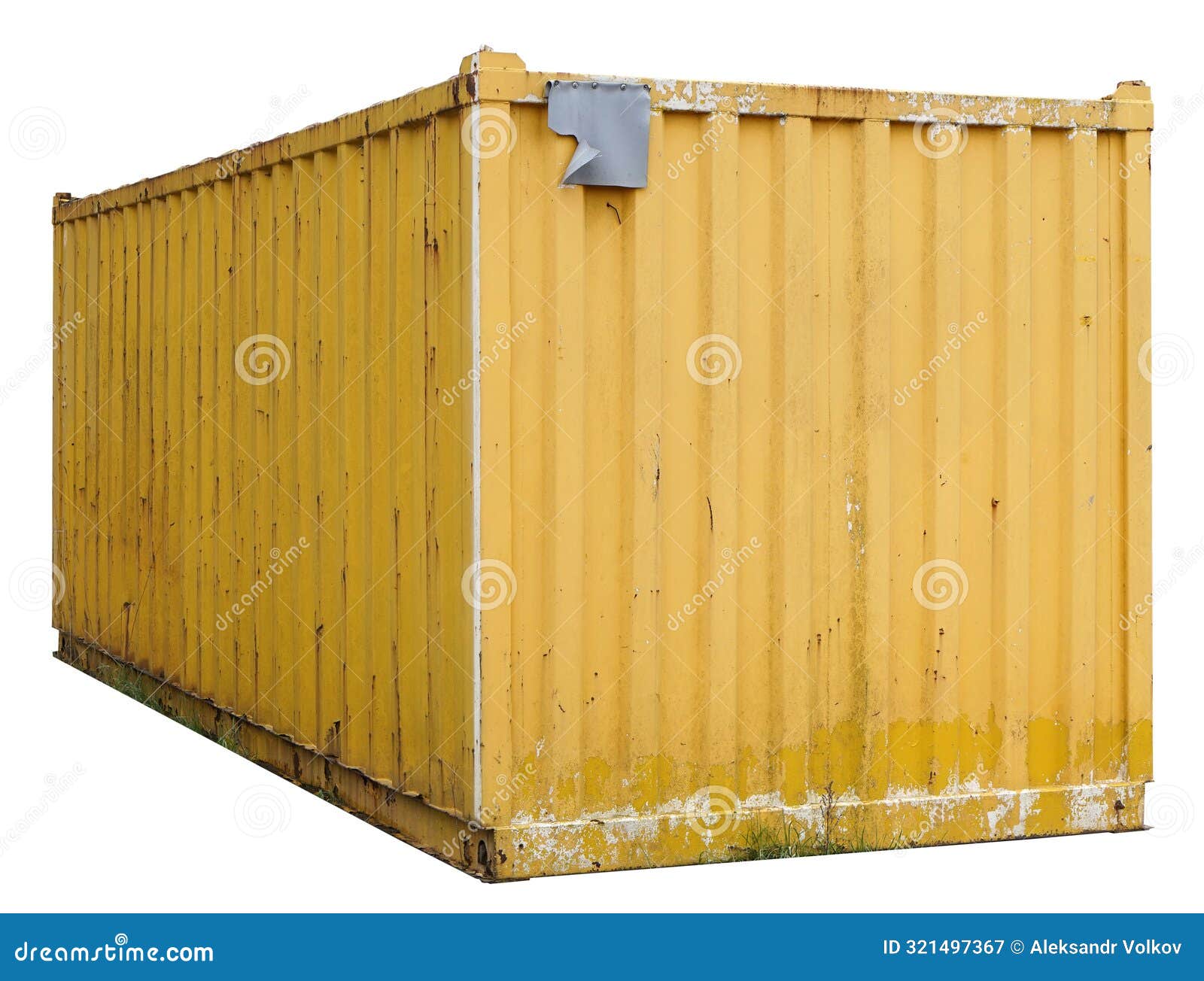 Old Yellow Steel Shipping Container Isolated Stock Image - Image of ...