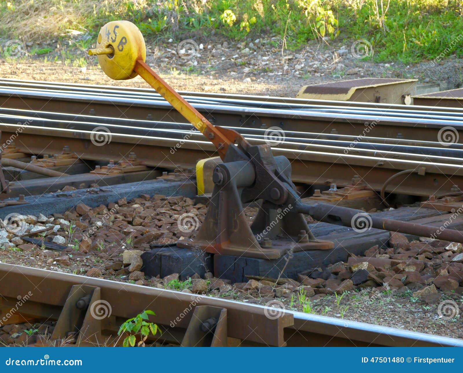 Old Yellow Train Rail Shift Stock Photo - Image of direction, rail ...