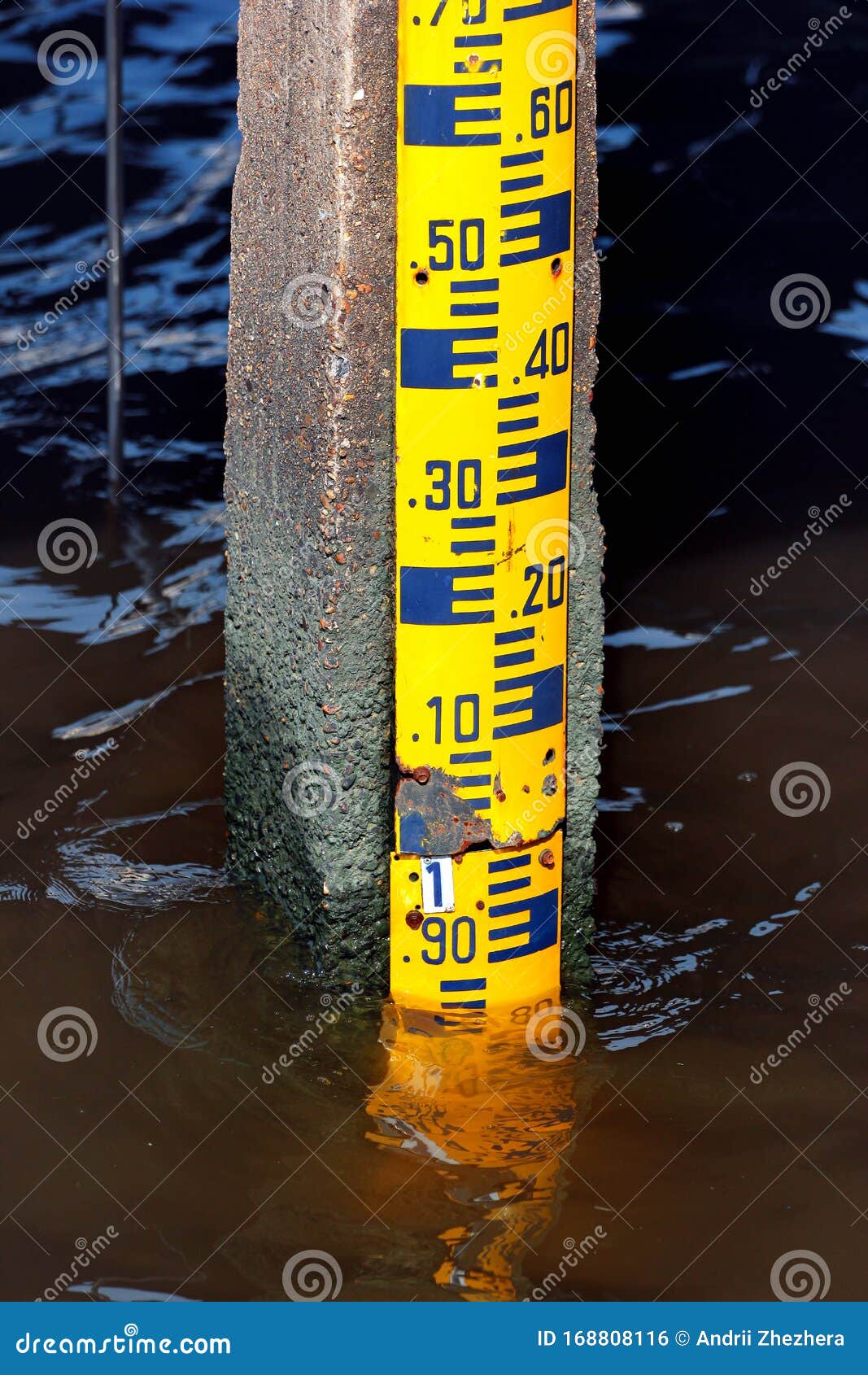 Old Yellow Water Level Gauge Stock Photo - Image of irrigation ...