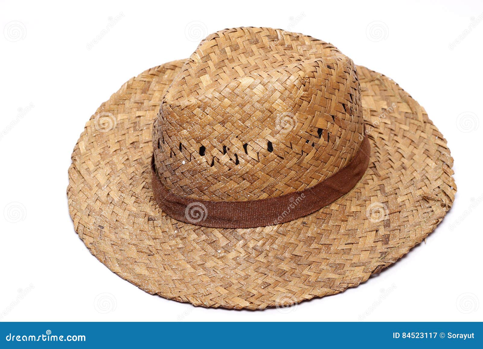 Old Yellow Wicker Straw Hat Stock Image - Image of wicker, headgear ...