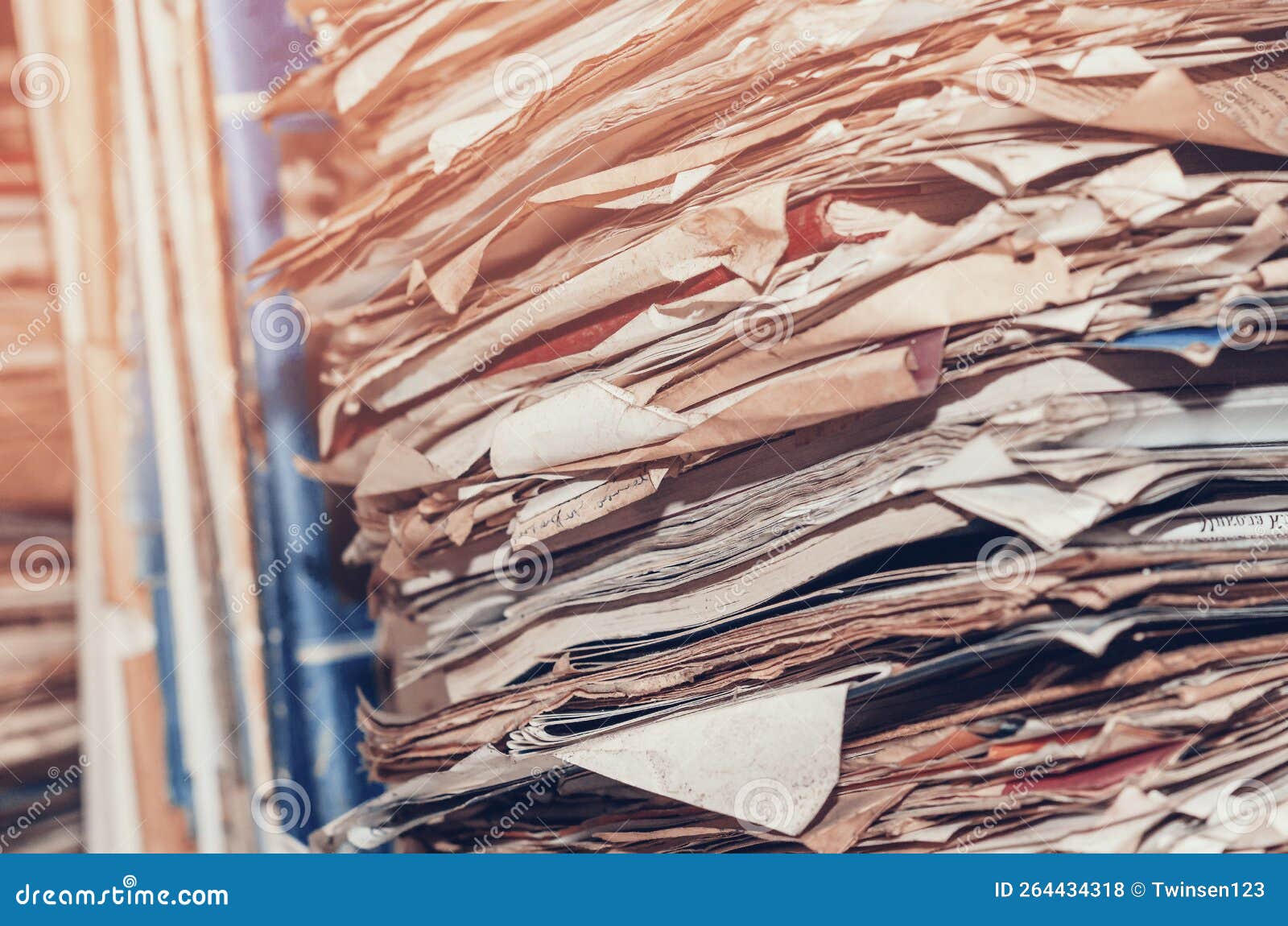 Old Yellowed Papers, Documents on the Shelves Stock Photo - Image of ...