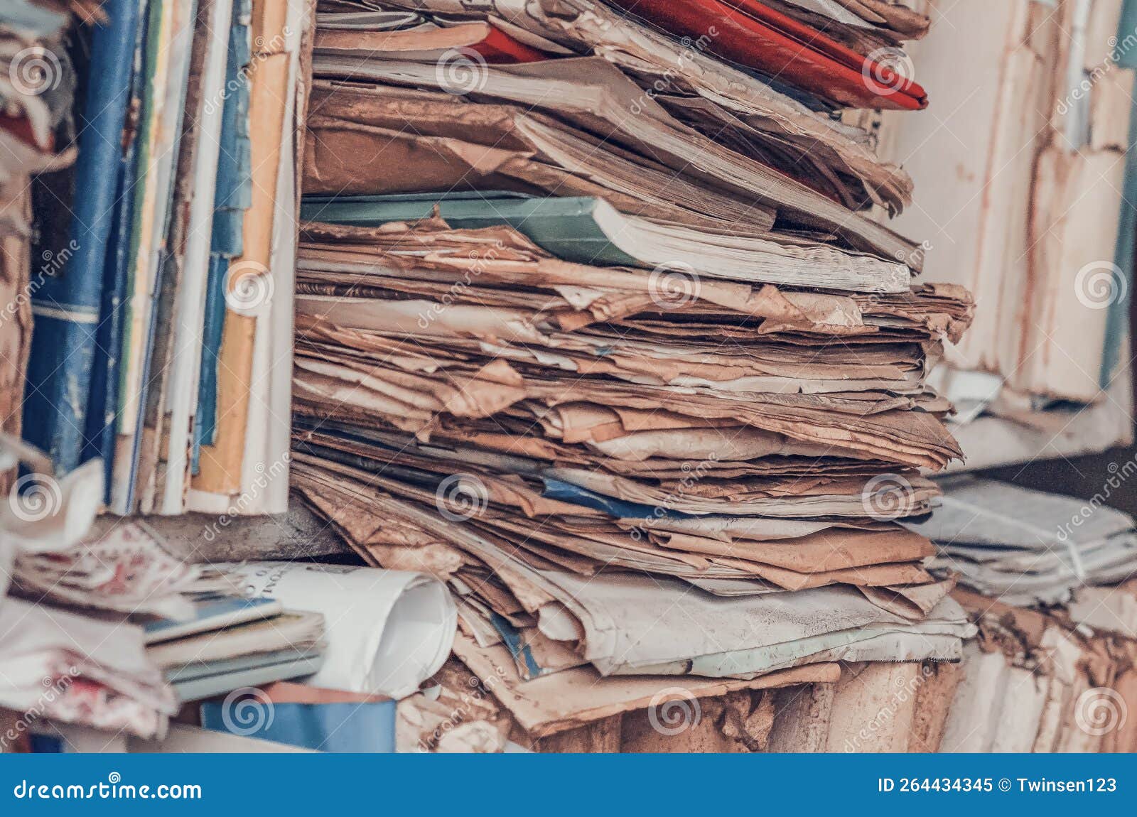 Old Yellowed Papers, Documents on the Shelves Stock Image - Image of ...