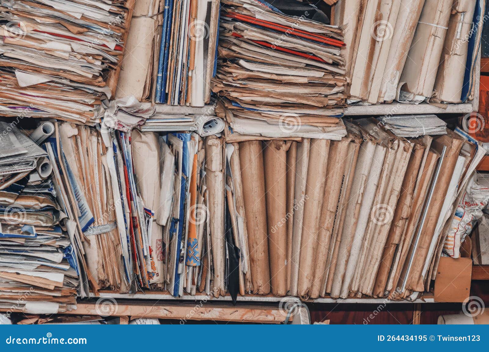 Old Yellowed Papers, Documents on the Shelves Stock Image - Image of ...