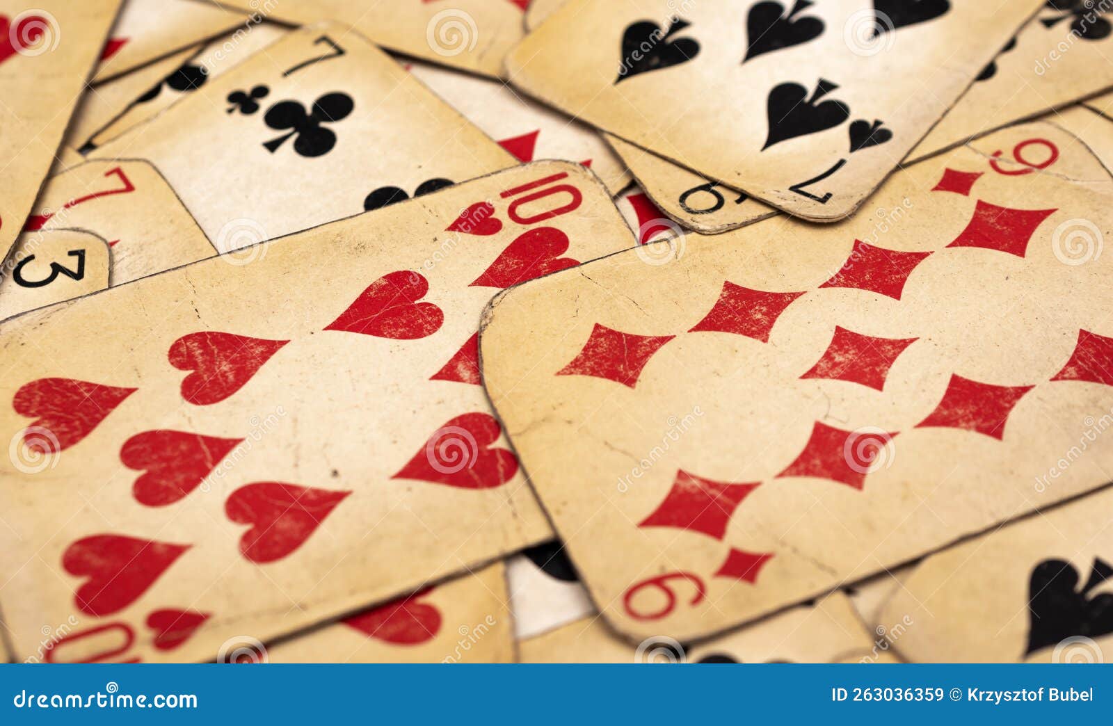 Old Yellowed Poker Cards. Background or Texture Stock Image - Image of ...