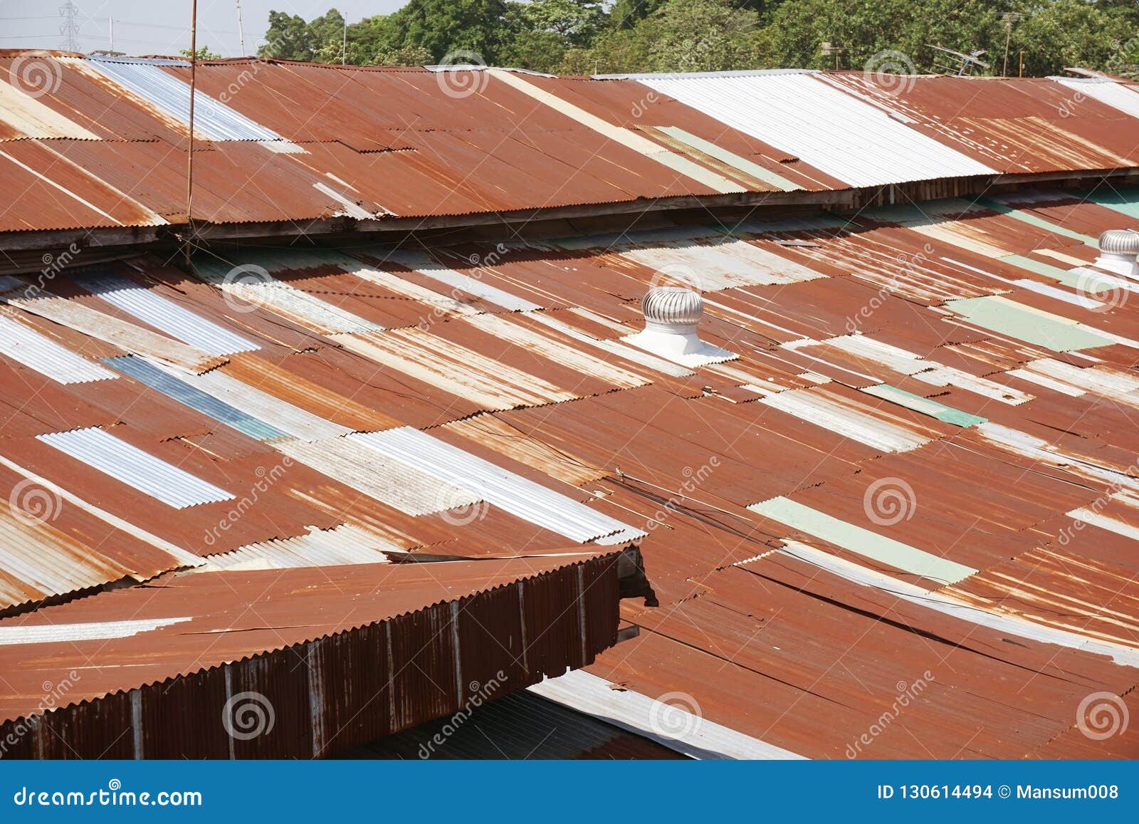 Old zinc roof stock photo. Image of country, roof, close - 130614494