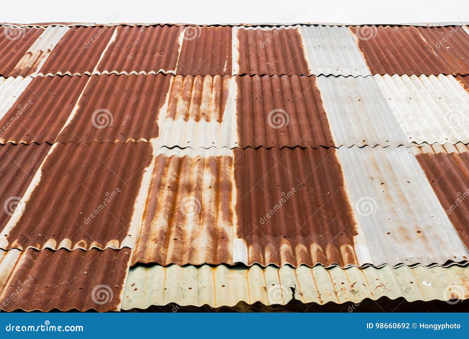Old zinc roof with rust stock photo. Image of pattern - 98660692