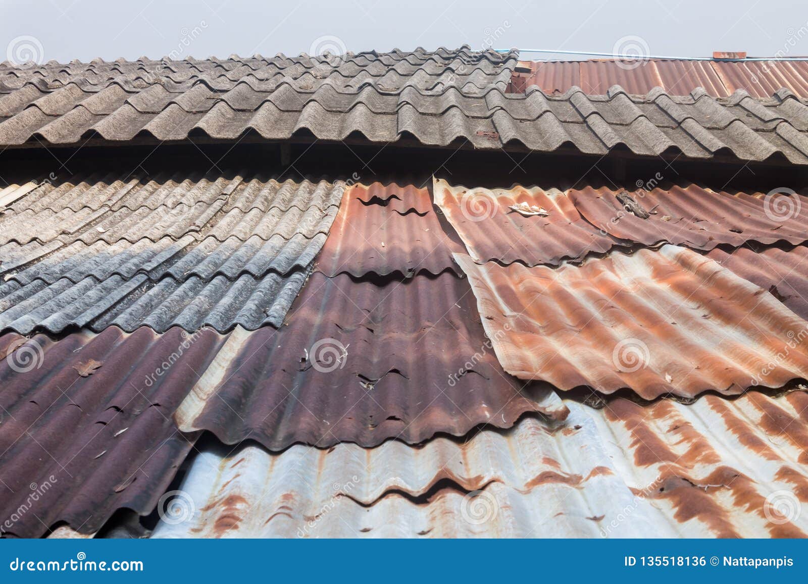 Old Zinc Roof and Old Tiled Roof Stock Photo - Image of zinc ...