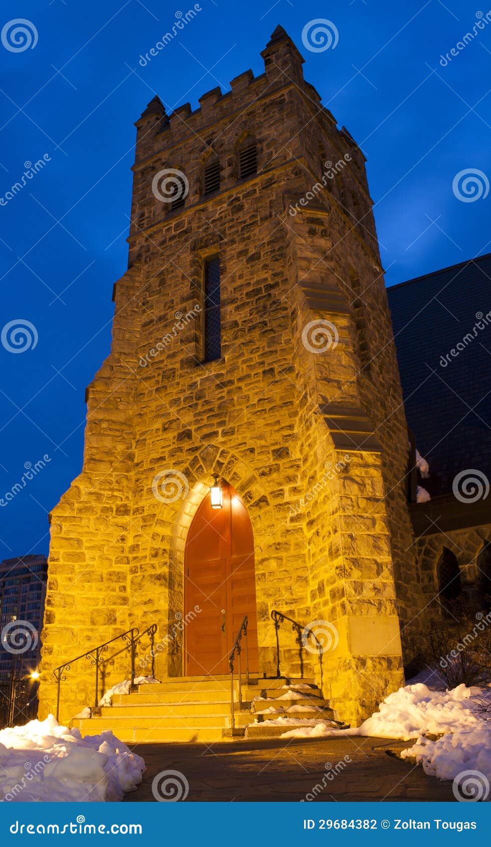 Historic Church at Night during the Blue Hour Stock Photo - Image of ...