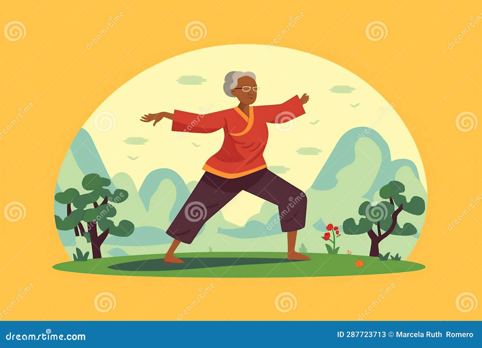 Older Afro Woman Doing Tai Chi Ai Generated Stock Illustration Illustration Of Senior Female 9918