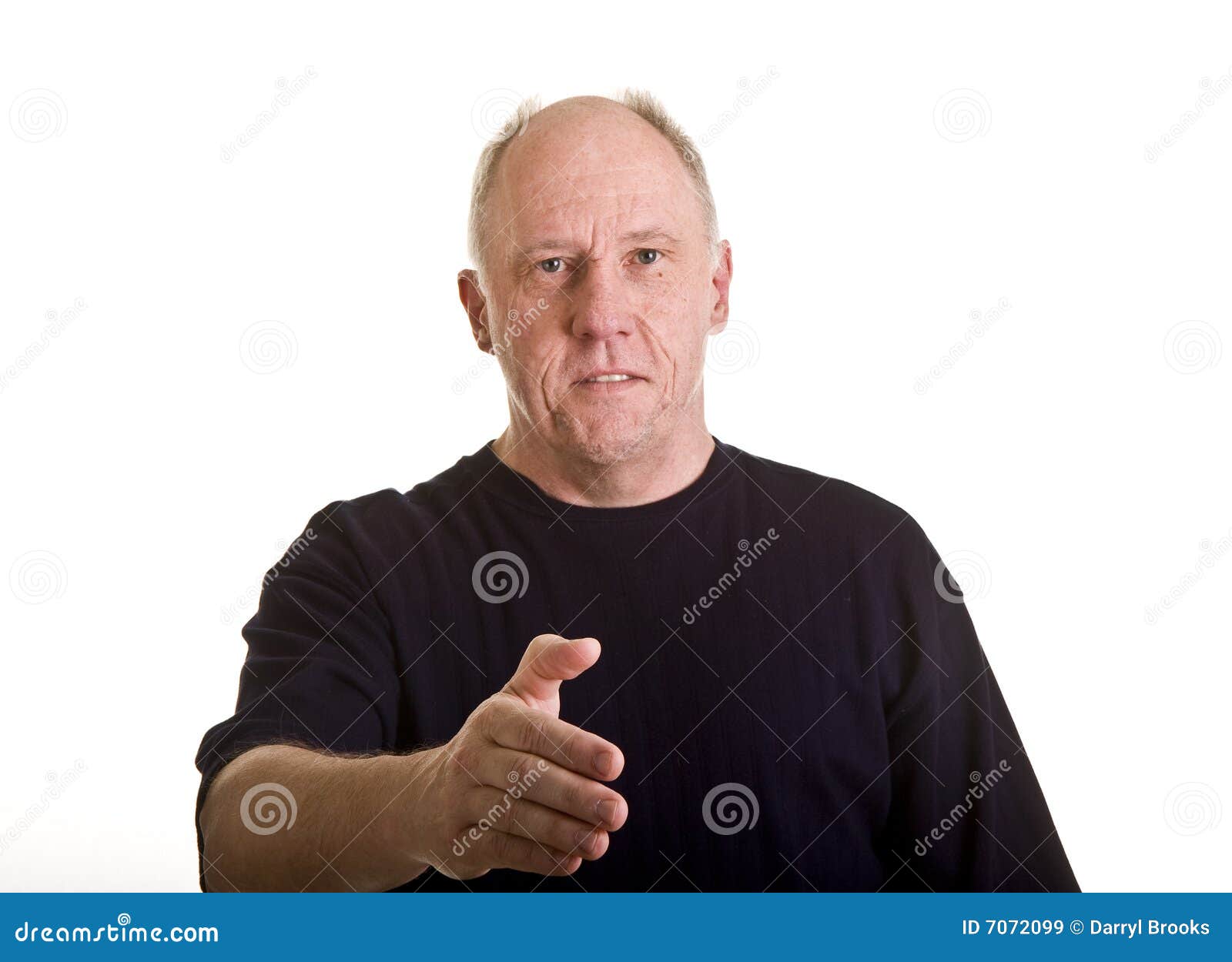 Older Bald Man Extending Hand for Shake Stock Image - Image of hand ...