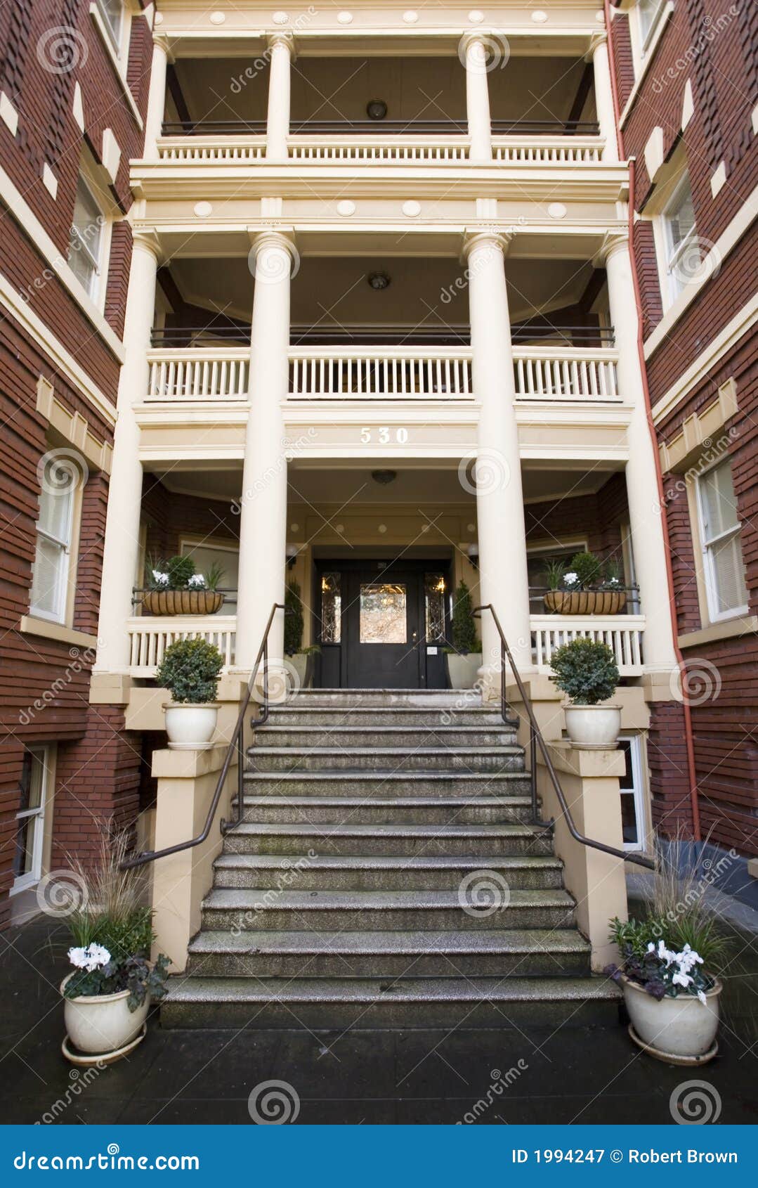 Older Brick Apartment House Stock Image - Image of architectural ...