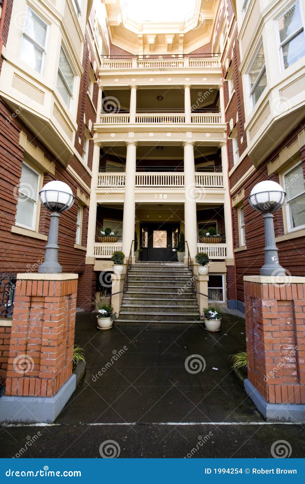 Older Brick Apartment House Stock Photo - Image of door, stories: 1994254