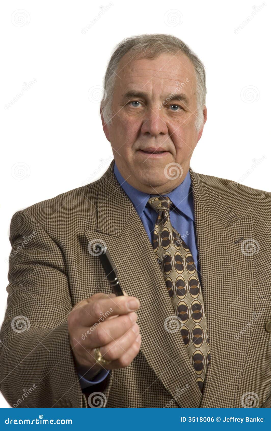 Older Businessman Offering Pen Stock Photo - Image of nose, suit: 3518006
