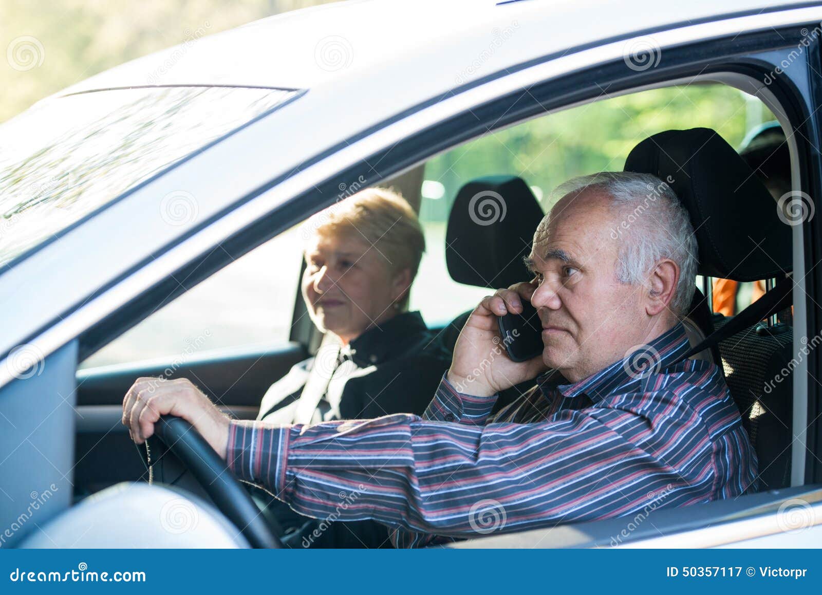Older Driver Using Smartphone Stock Image - Image of journey, elderly ...
