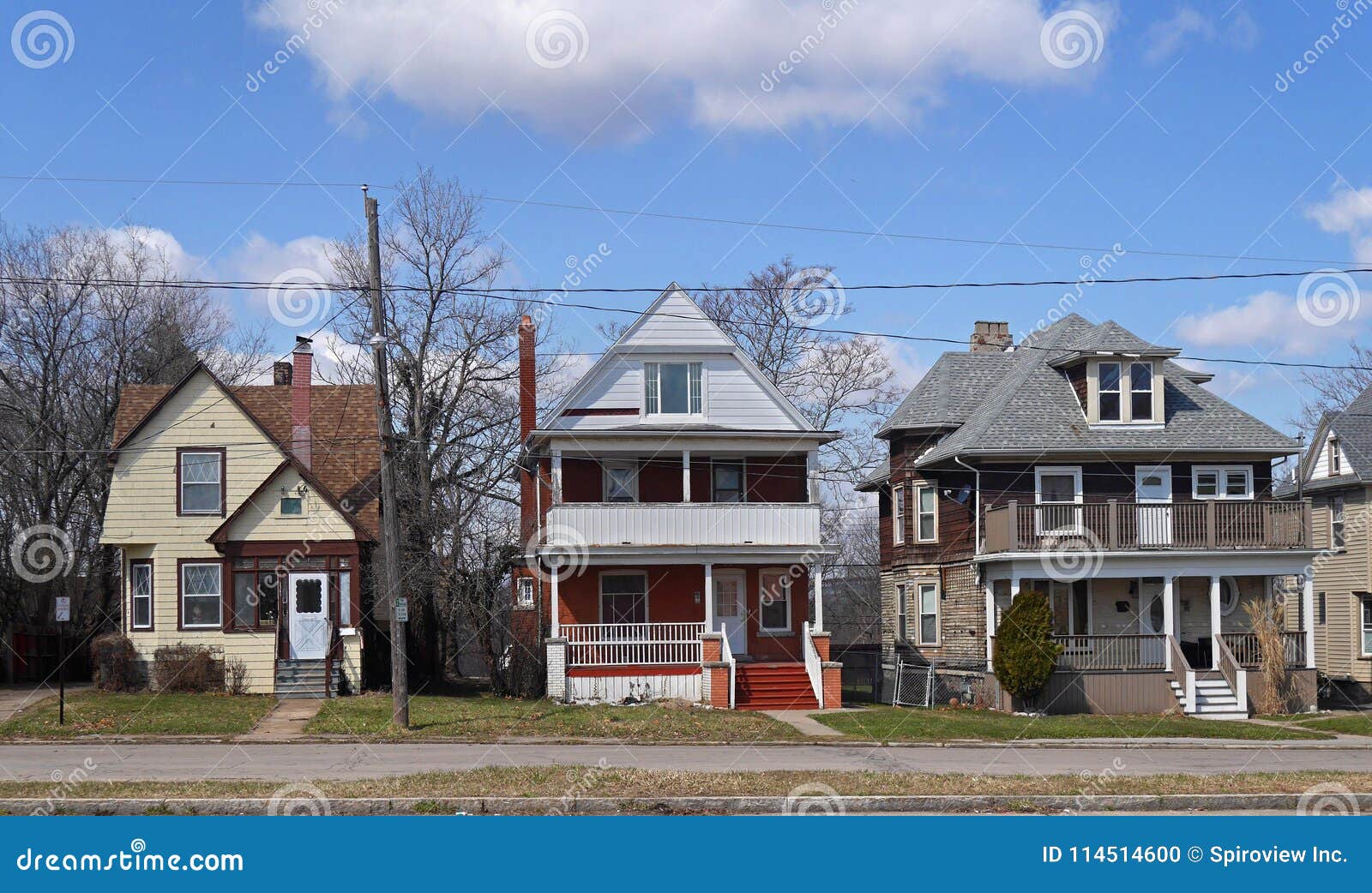 Older Houses in American Suburb Stock Photo - Image of working, united ...