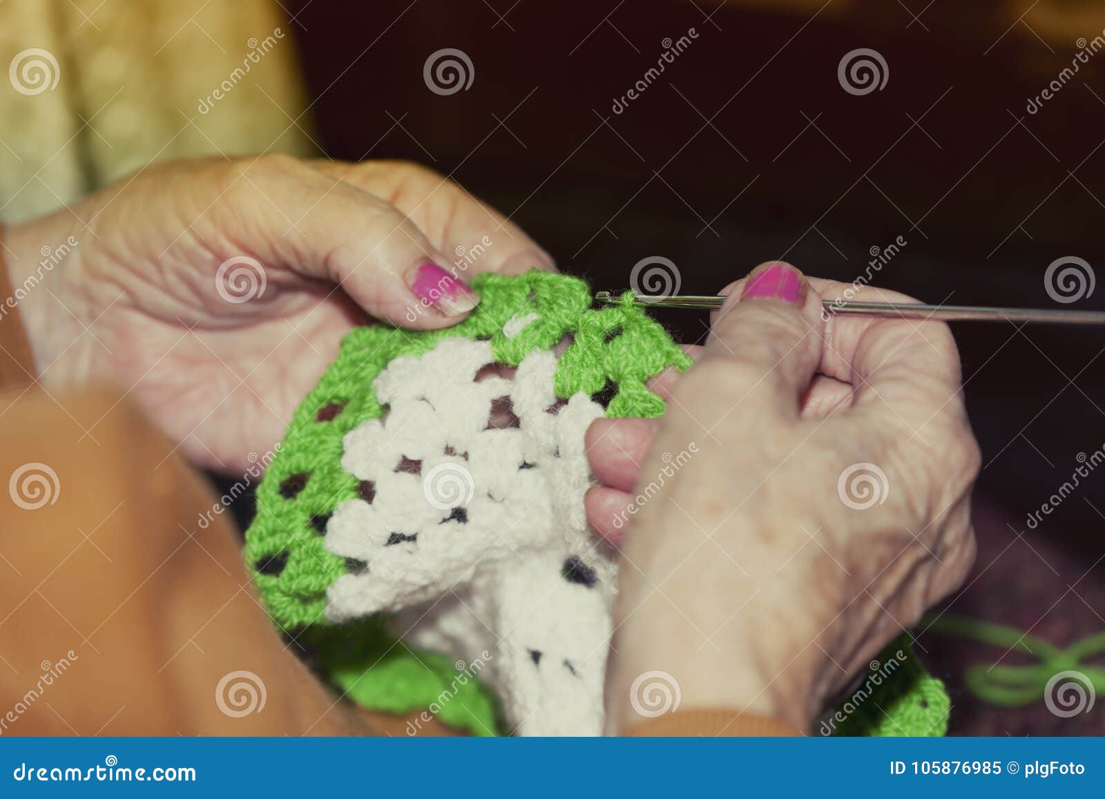 An Older Lady Doing Crochet Stock Image - Image of detail, hobby: 105876985