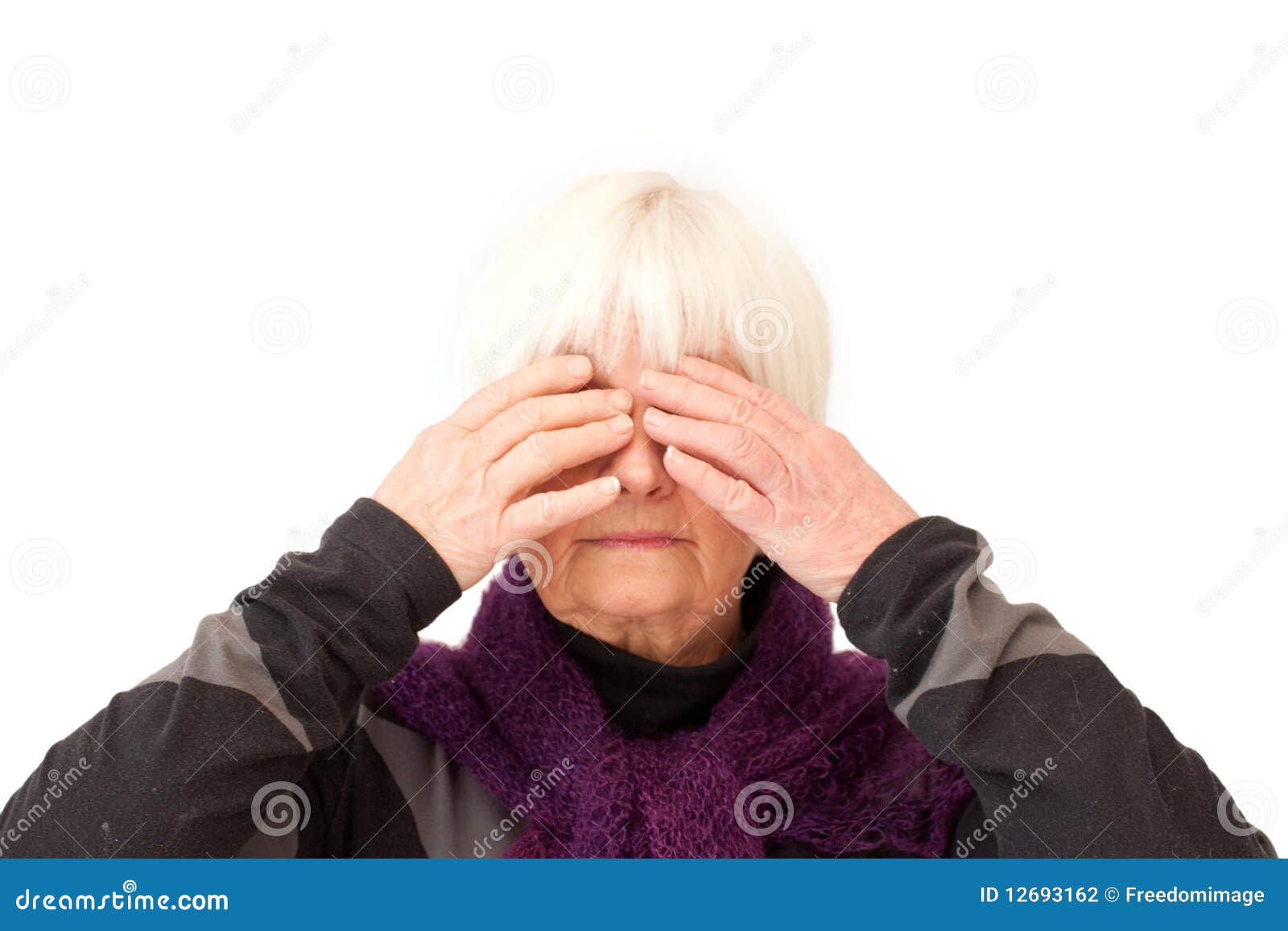 Older Lady with Hands Over Her Eyes Stock Photo - Image of grandmother ...