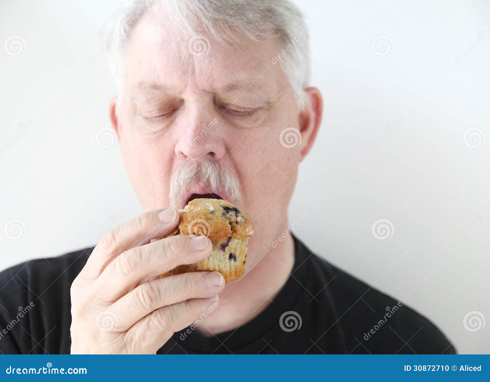Older Man with Blueberry Muffin Stock Photo - Image of blueberry ...