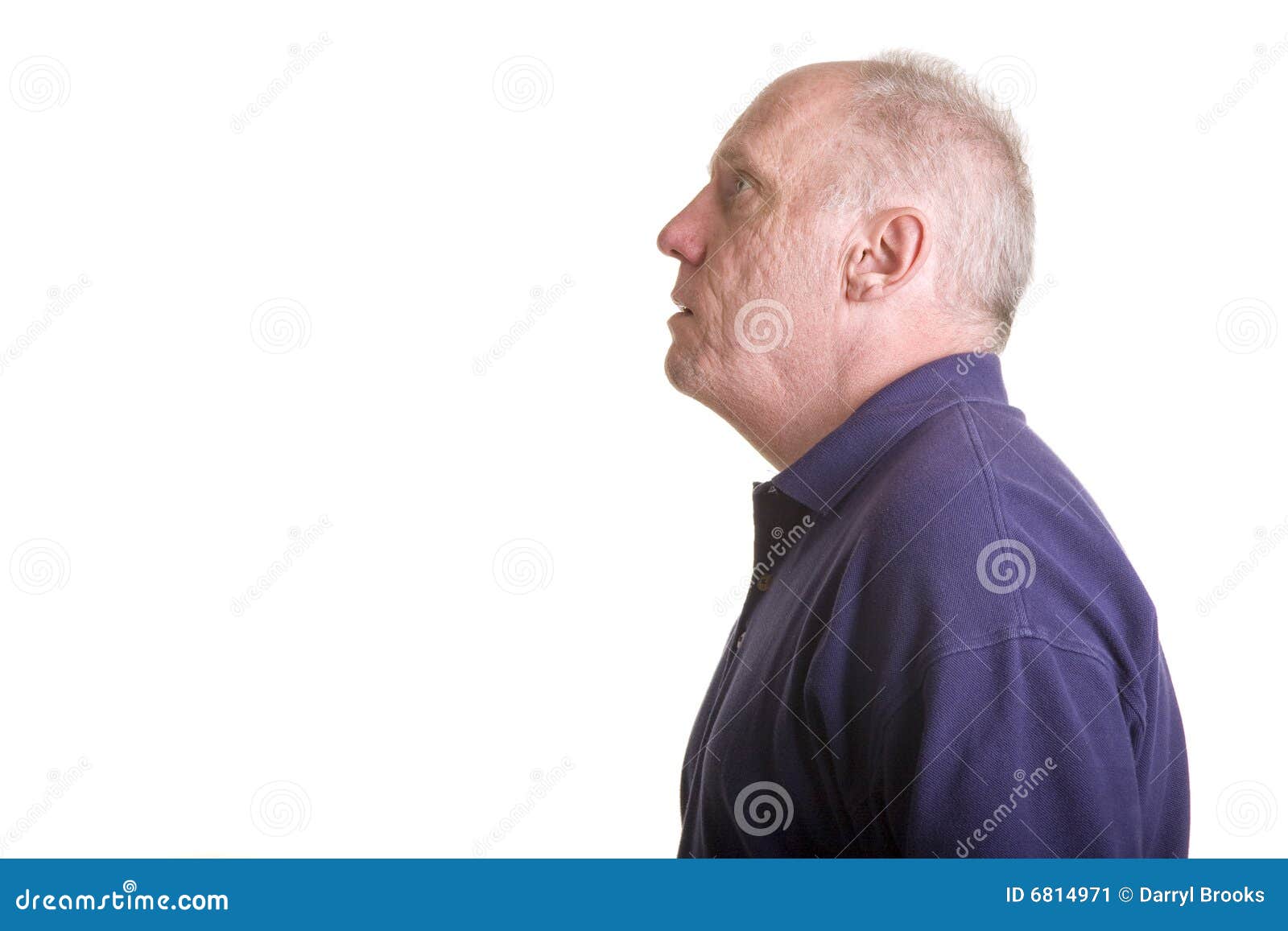 Older Man Looking Up and Left Stock Image - Image of bald, look: 6814971