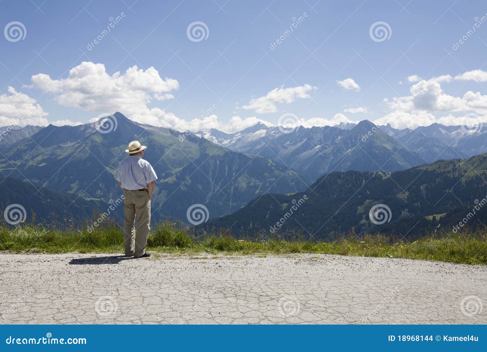Older Man Overlooking the Valley Stock Photo - Image of panorama ...