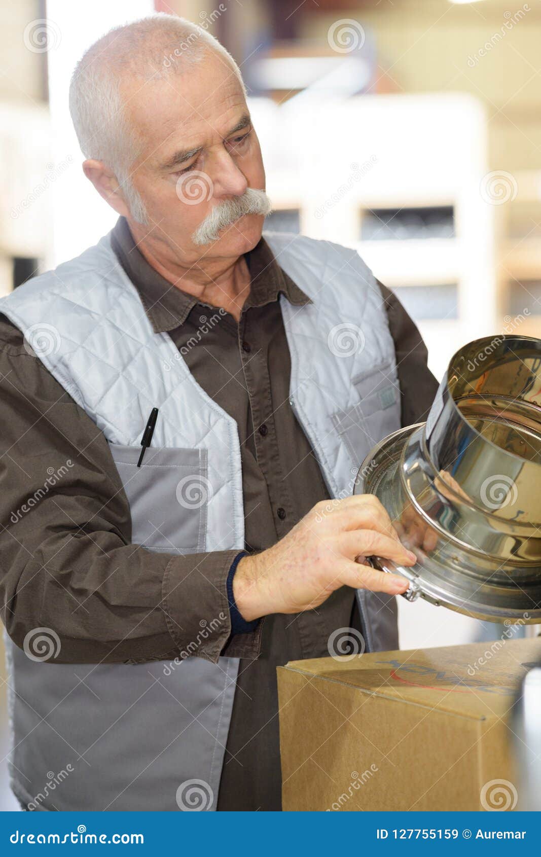 Older Man at Packing Factory Stock Image - Image of storage ...