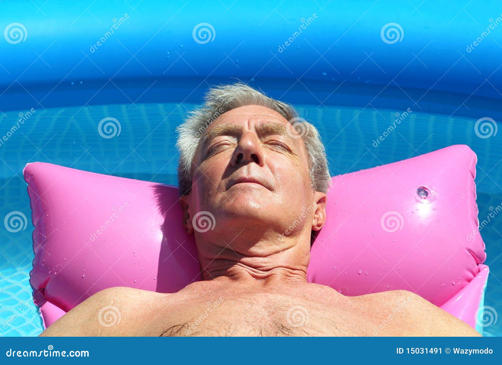 Older Man Sunbathing on a Lilo Stock Image - Image of resting, summer ...