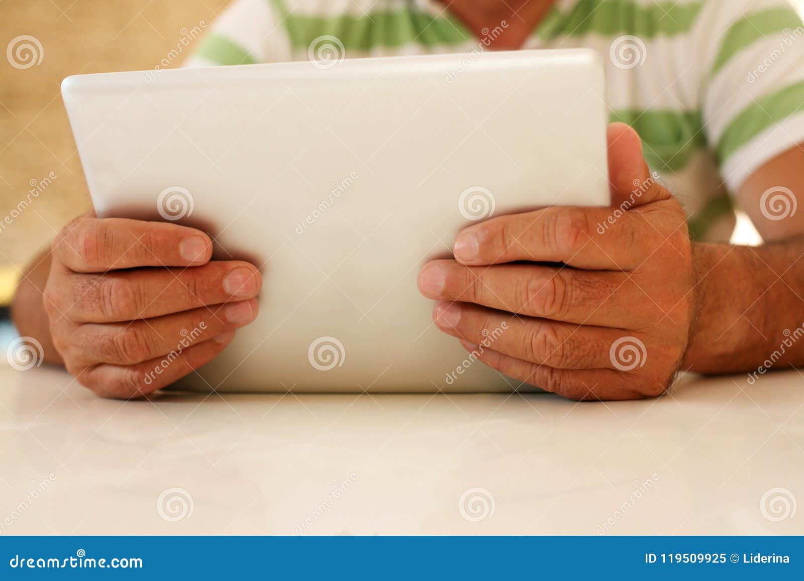 Older Man Using an Electronic Tablet. Stock Image - Image of tablet ...