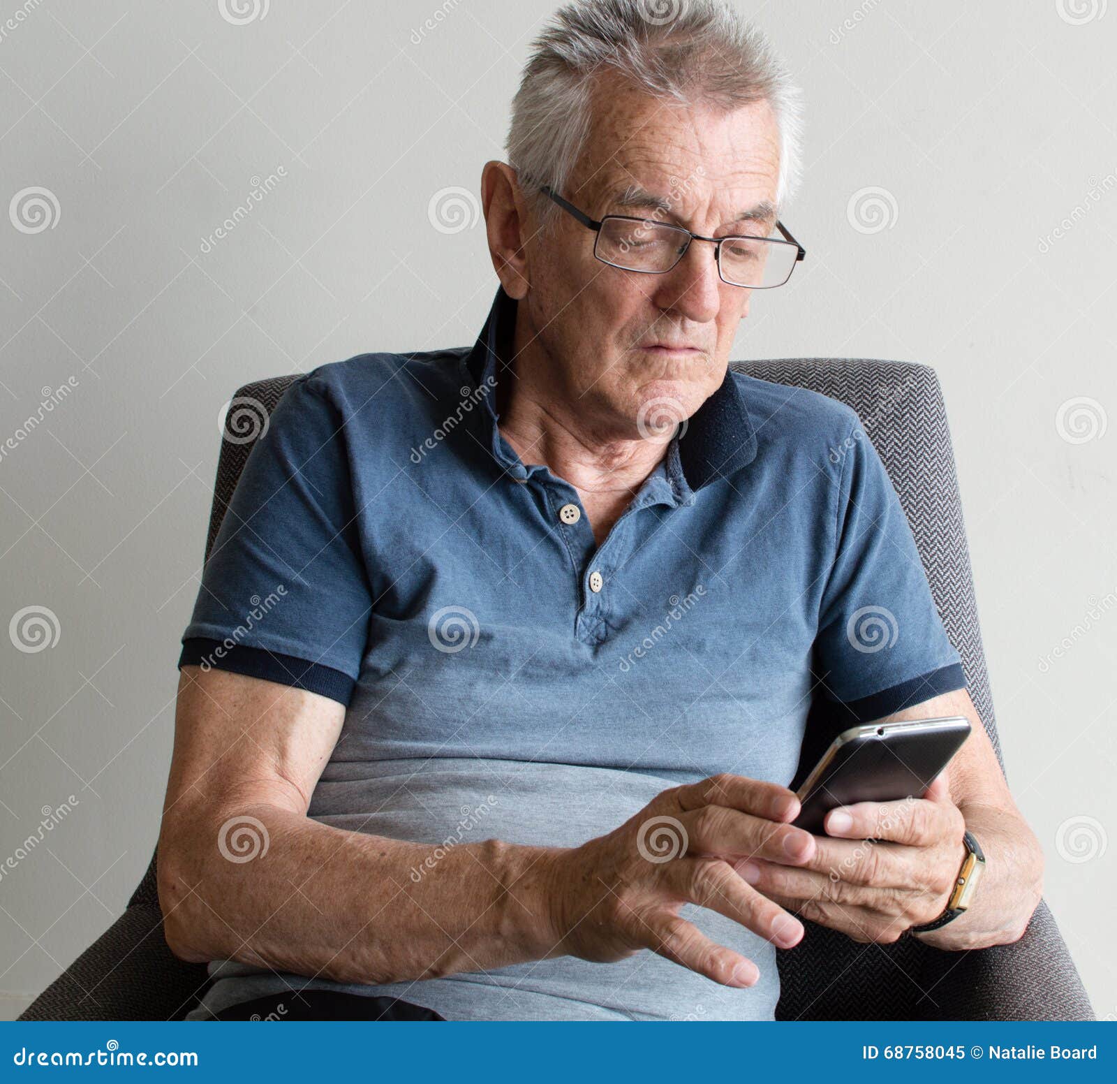 Older man using phone stock image. Image of smart, older - 68758045