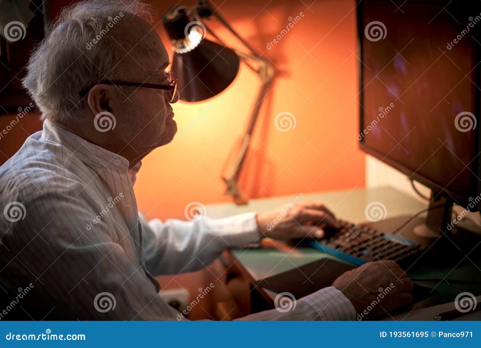 Older Man is Working on a Computer Stock Image - Image of businessman ...