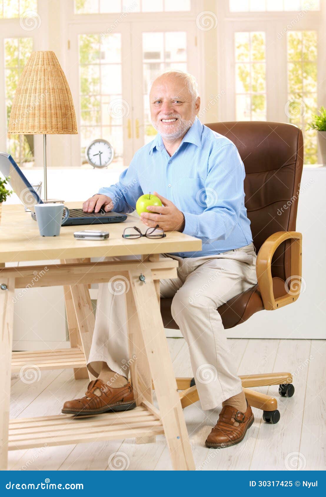 Older Man Working in His Study Stock Image - Image of gray, elderly ...