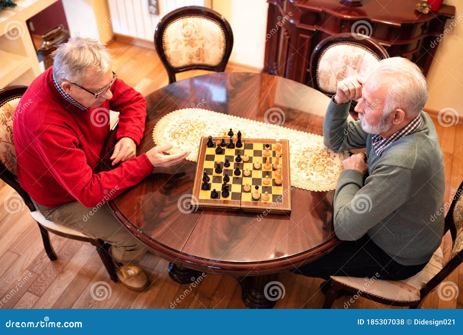 Older Men Playing a Game of Chess Stock Photo - Image of nursing ...