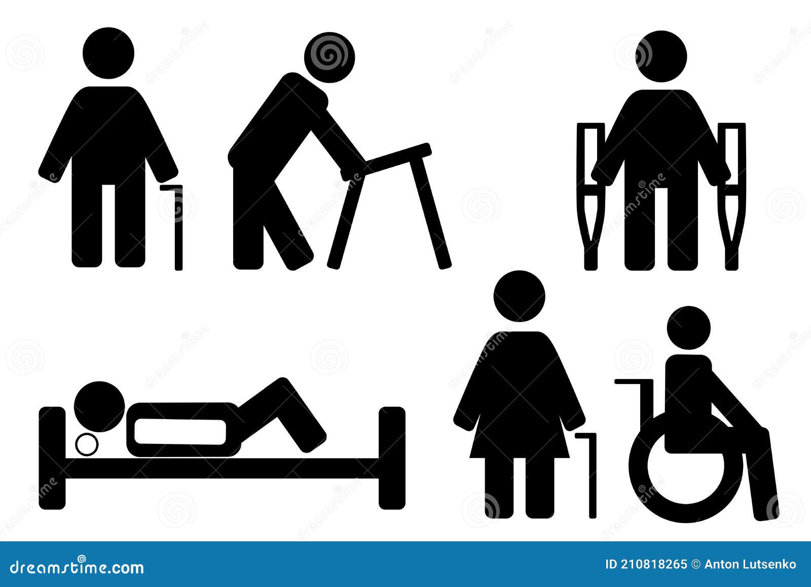 Older People Set, Black Icons Vector Illustration Stock Vector ...