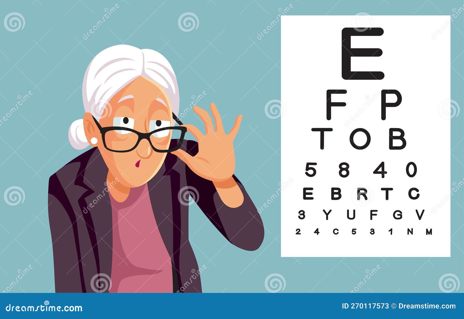 Elderly Patient Suffering from Eye Problem Checking a Snellen Chart ...