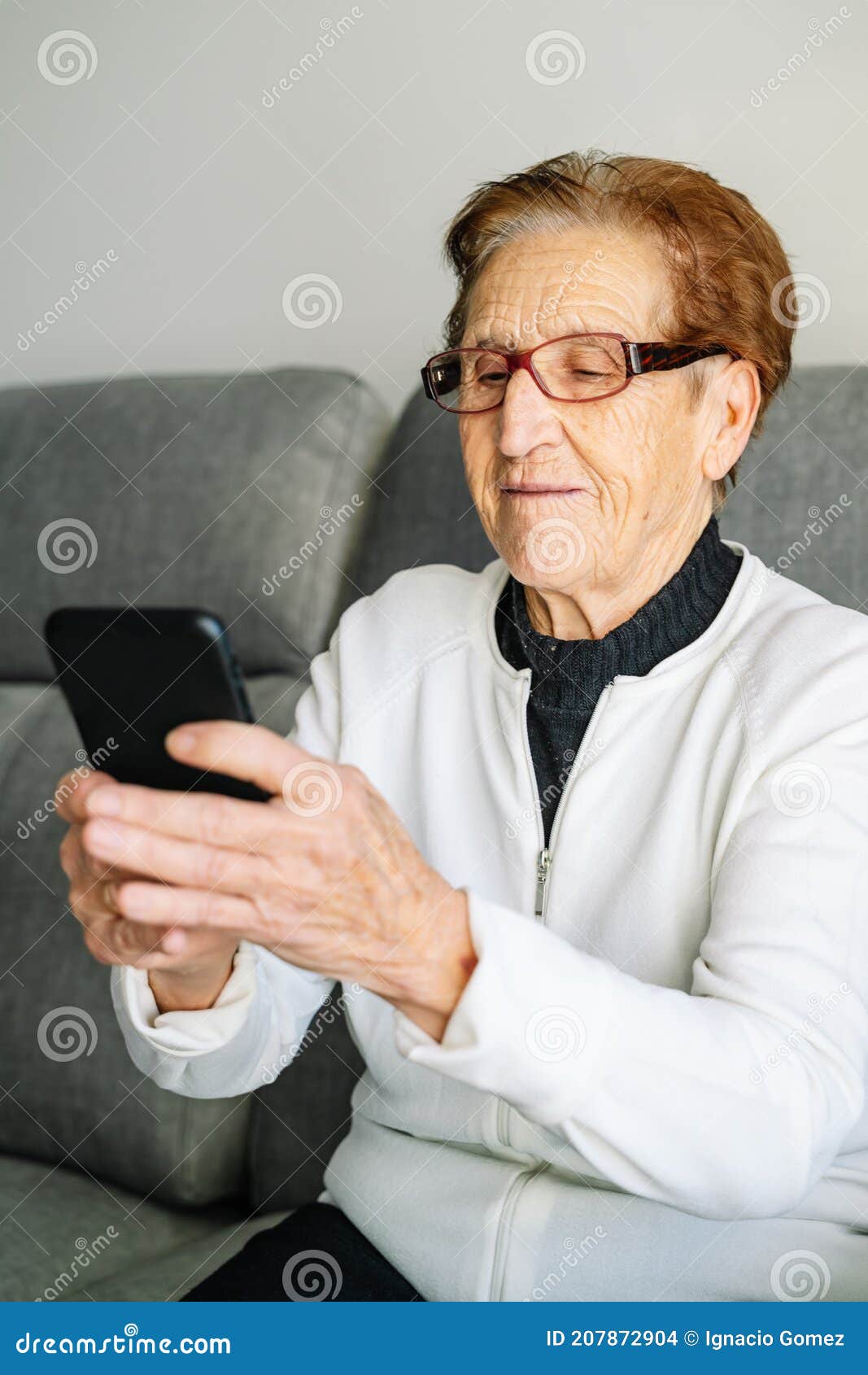 Older Person Writing a Message on a Mobile Phone Stock Photo - Image of ...