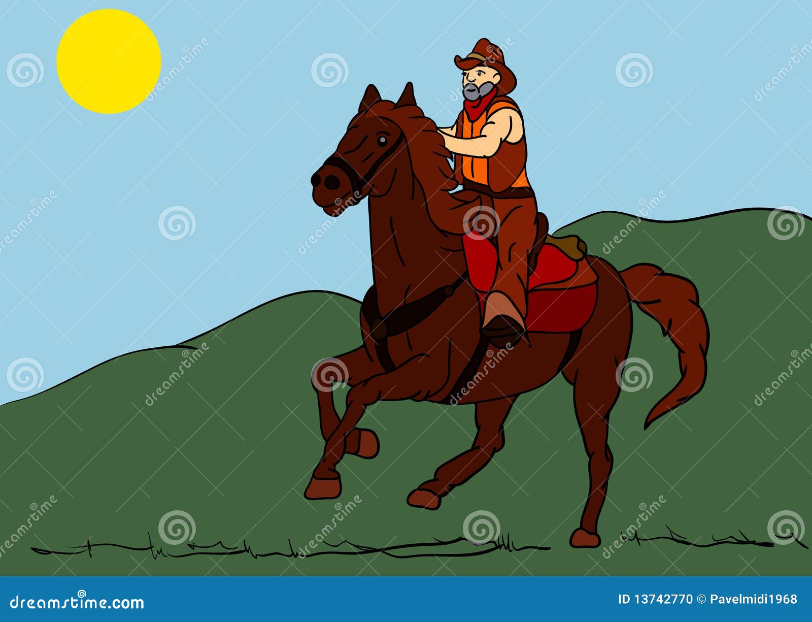 Older rider stock vector. Illustration of horse, wild - 13742770