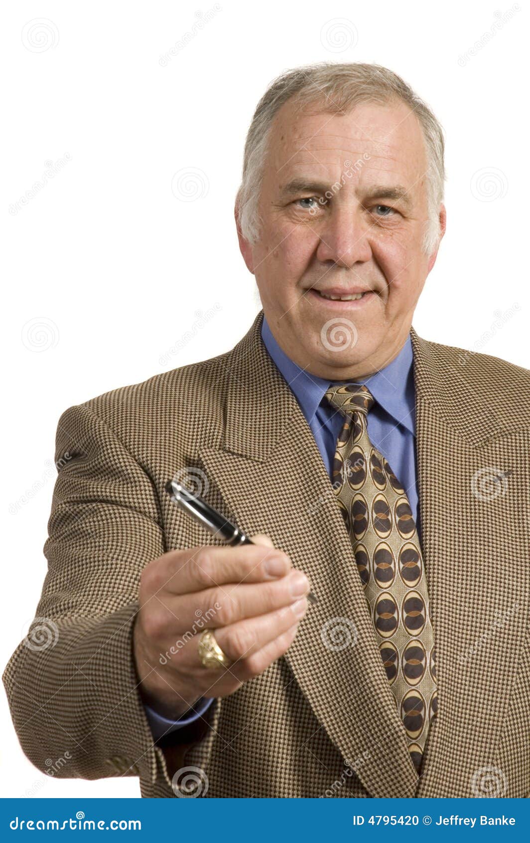 Older salesman with pen stock photo. Image of masculine - 4795420