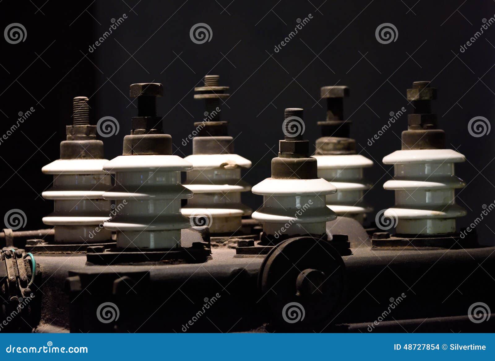 On an Older Transformer Insulated Terminals Stock Photo - Image of ...