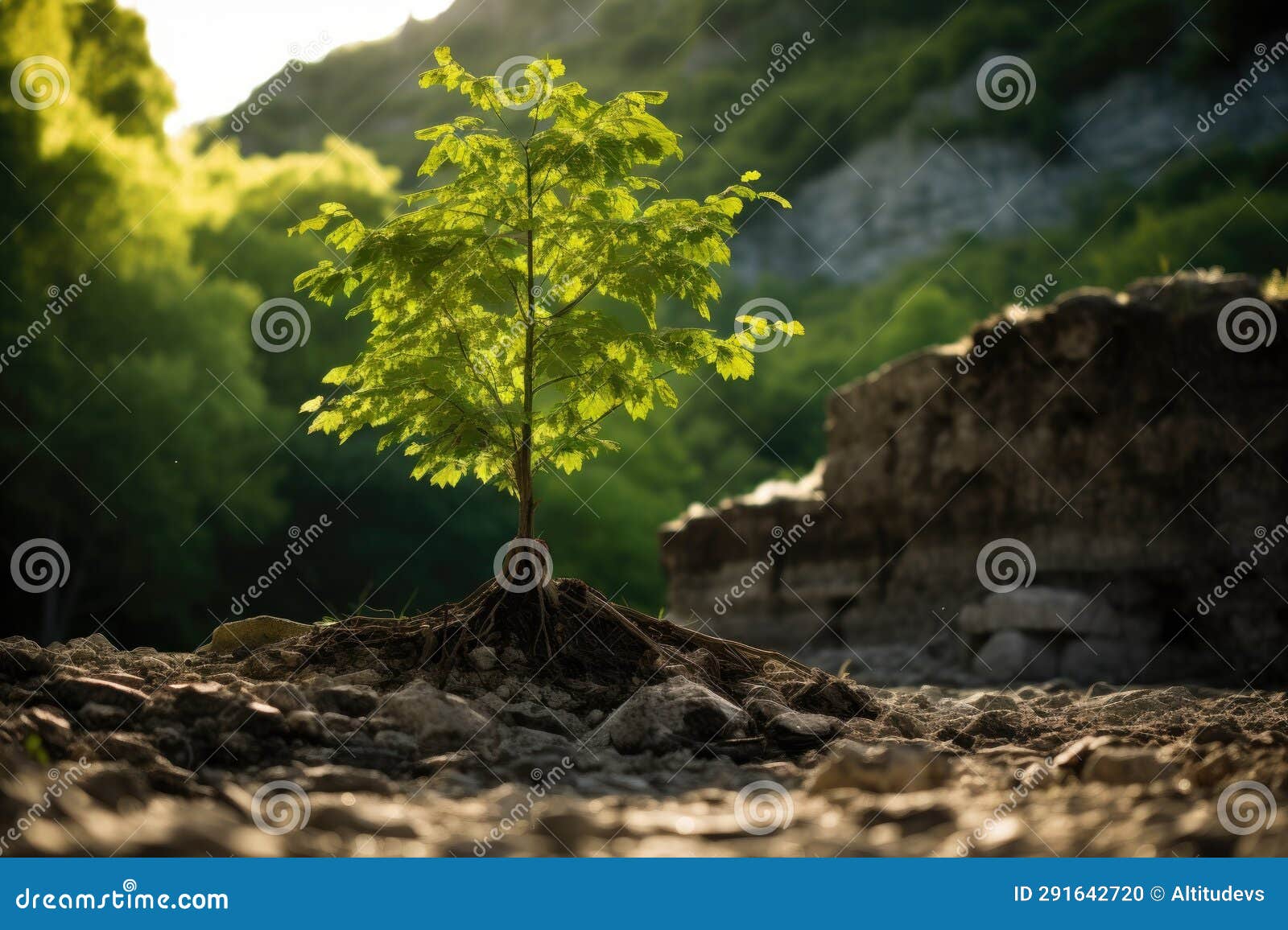 An Older Tree with a New Sapling Growing at Its Base Stock Photo ...
