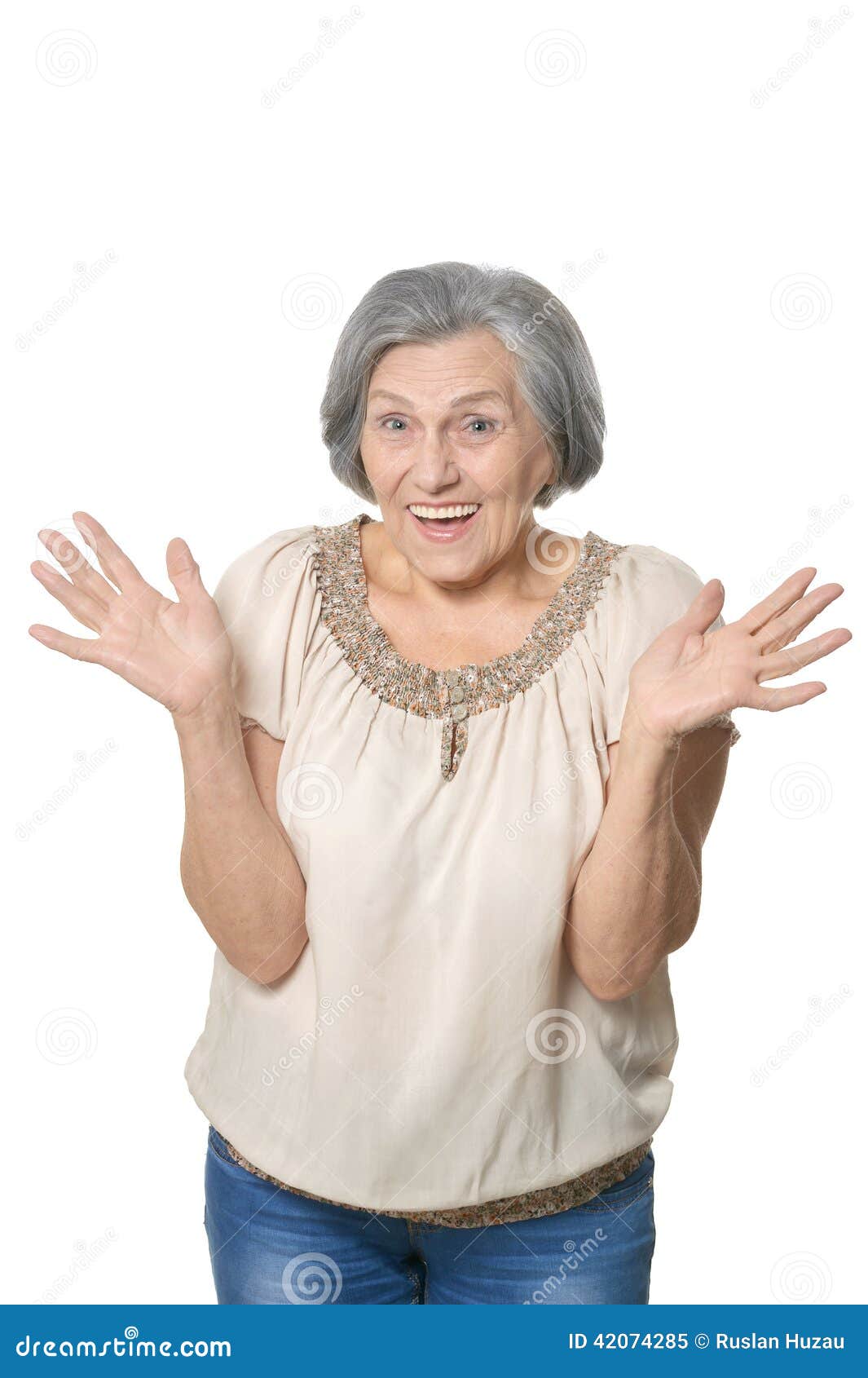 Older woman is happily stock image. Image of indoors - 42074285