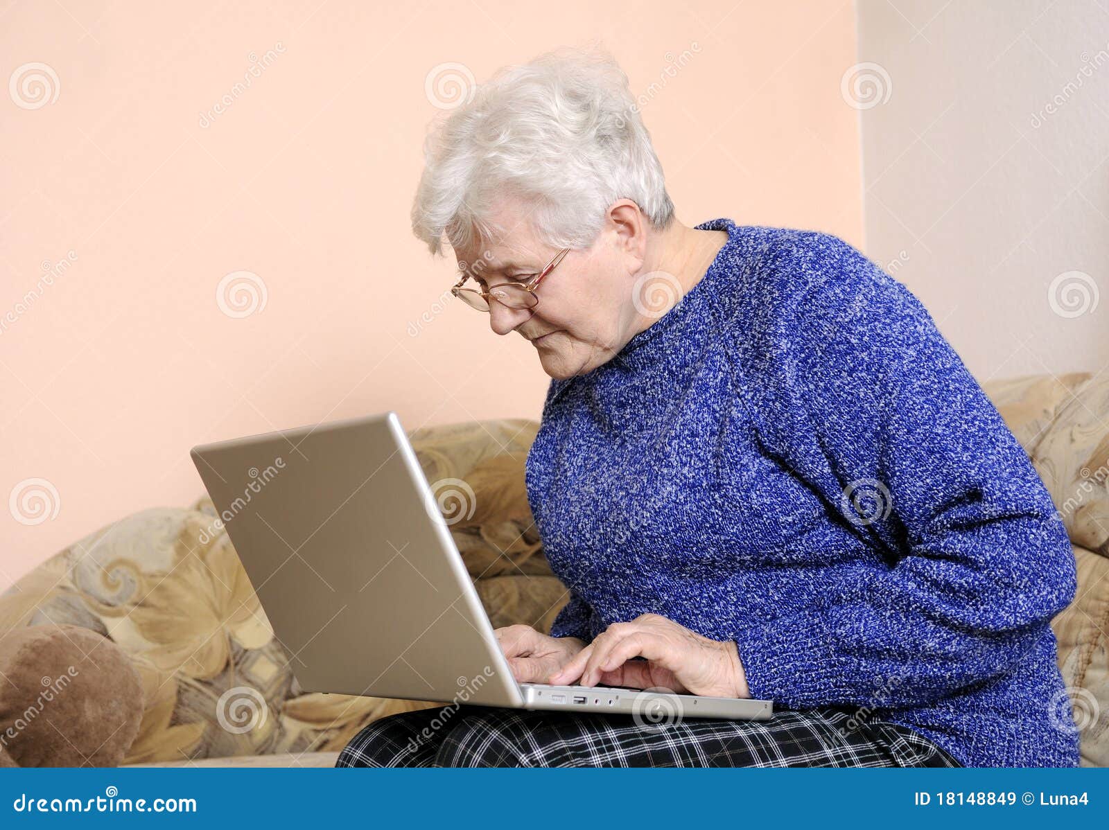 Older woman on laptop stock image. Image of communication - 18148849