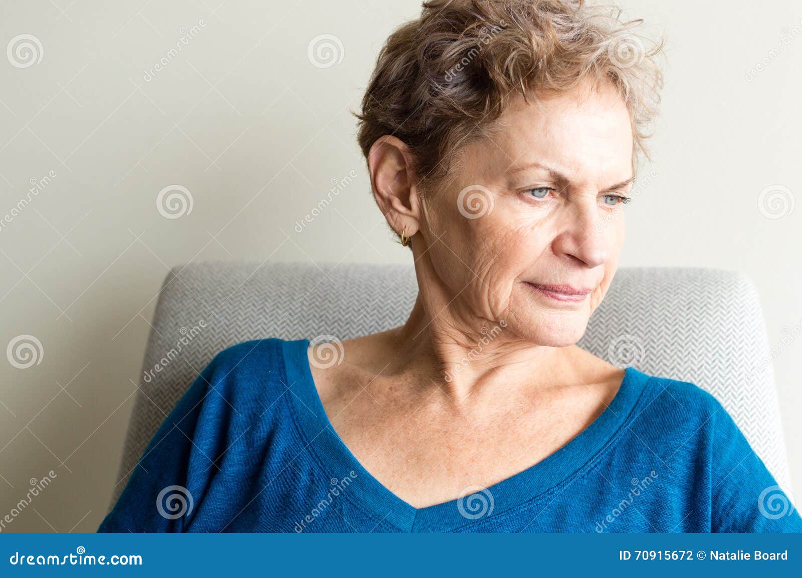 Older Woman Looking Pensive Stock Photo - Image of concentration ...