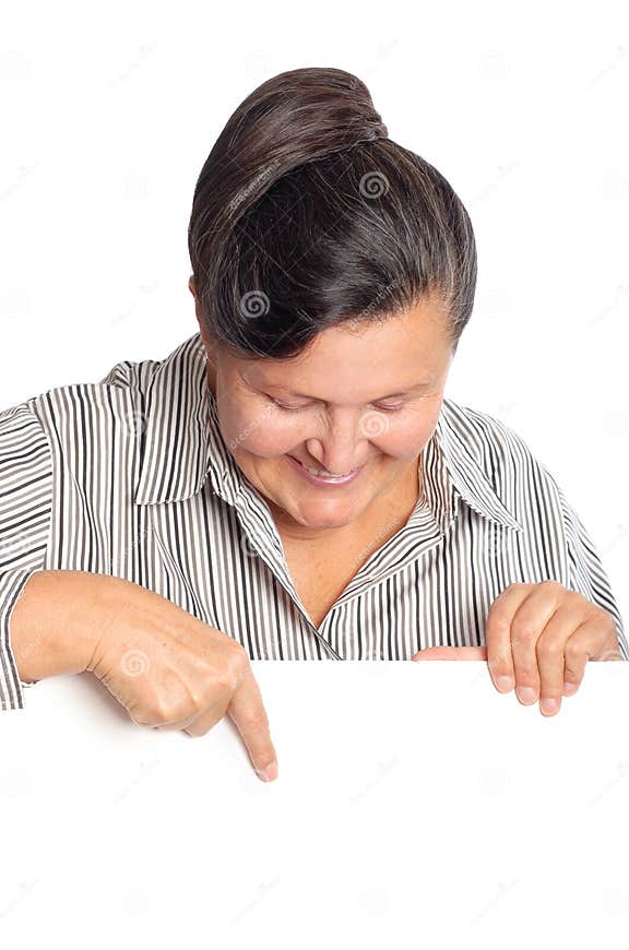 Older woman with poster stock photo. Image of attractive - 5258548