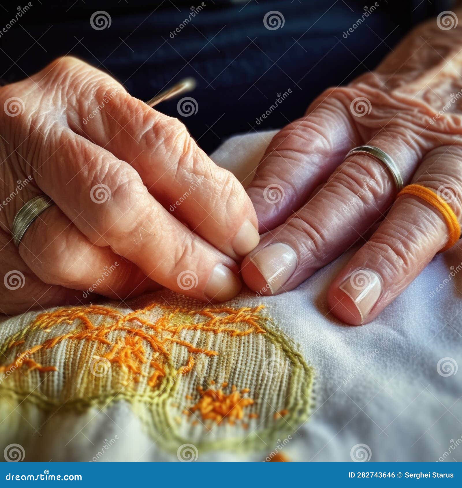 An Older Woman is Stitching a Piece of Fabric. Generative AI Image ...