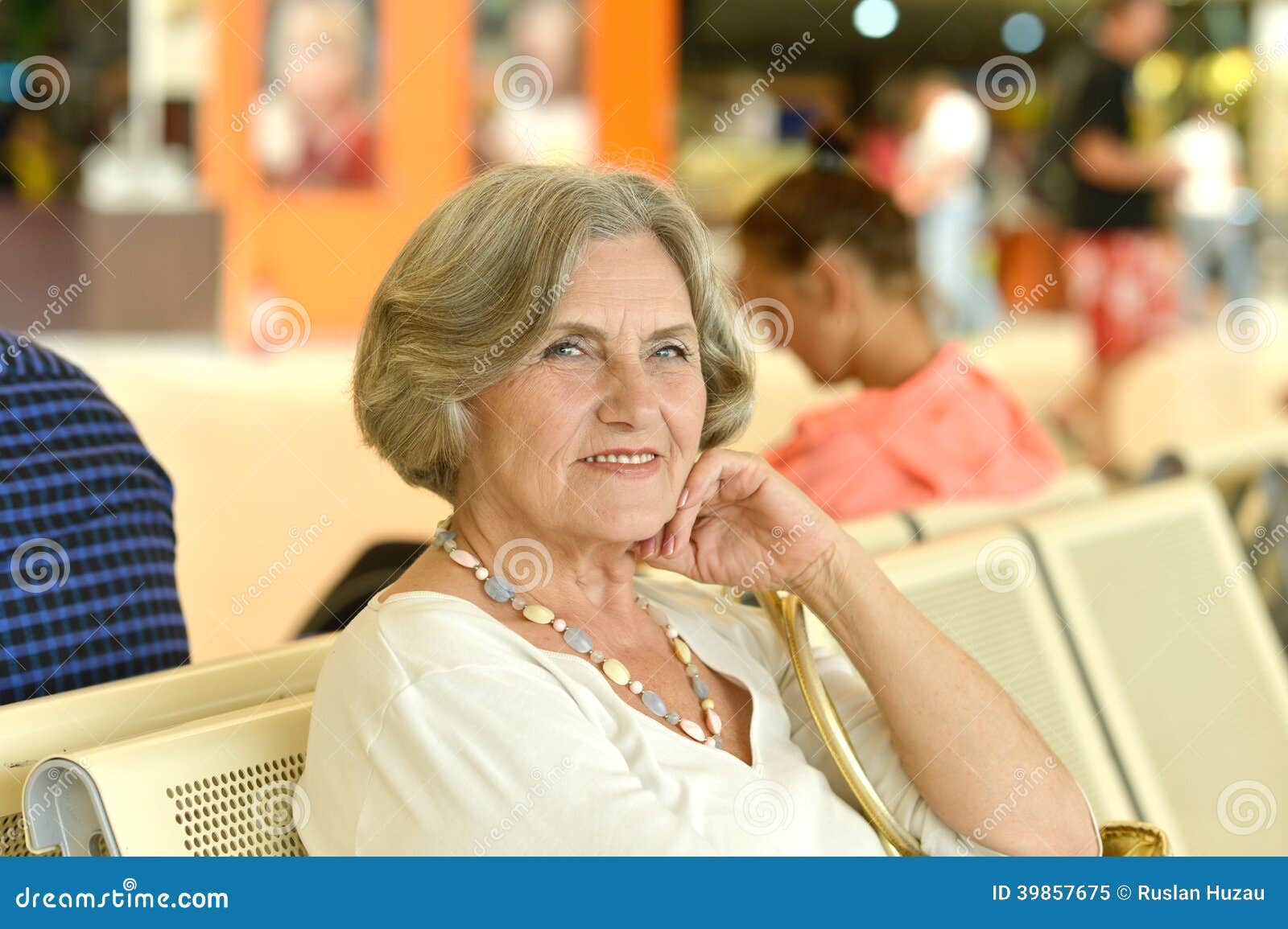 Older Woman in the Waiting Room Stock Image - Image of senior, casual ...