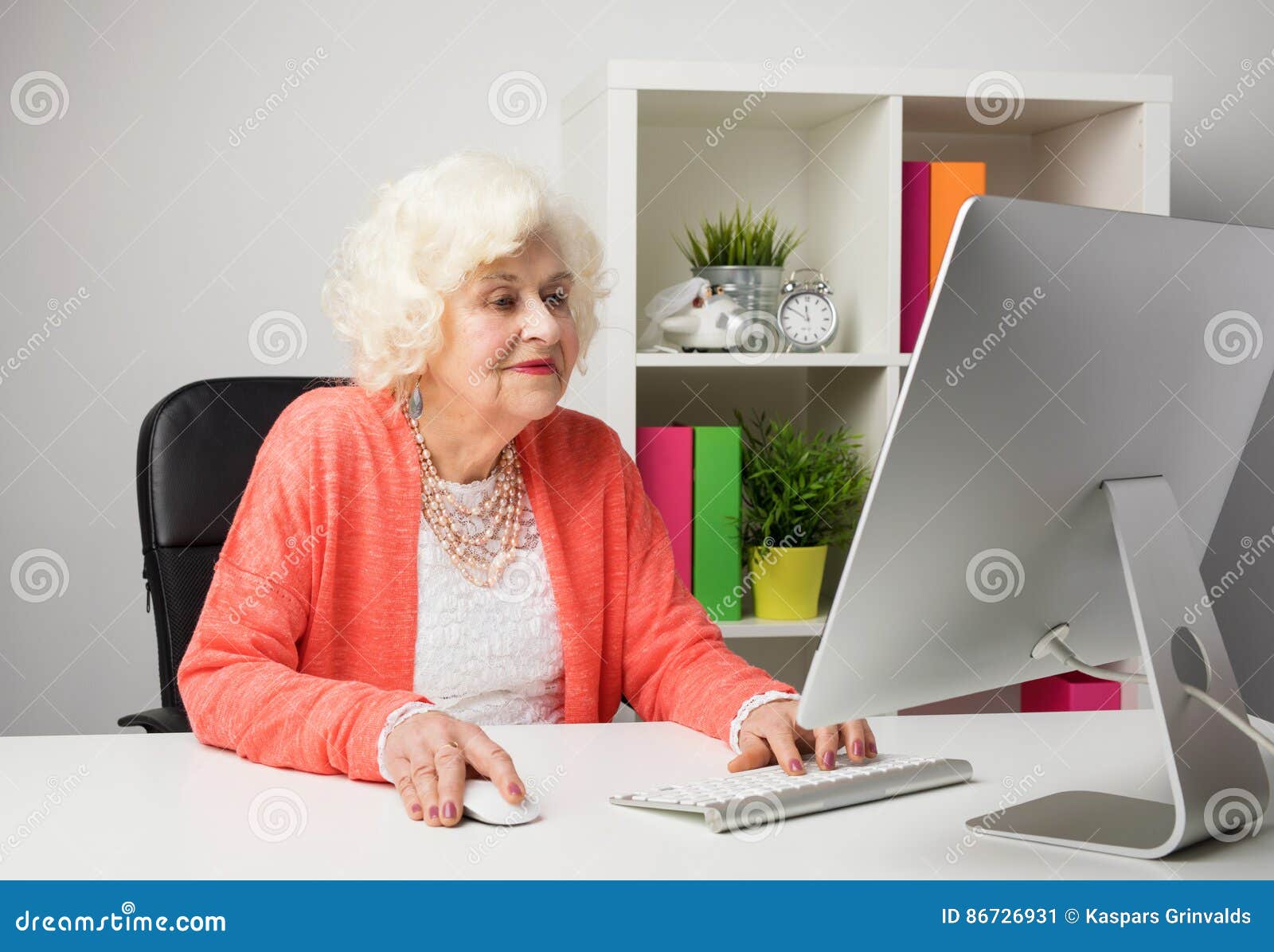 Older Woman Working in the Office Stock Image - Image of accountant ...